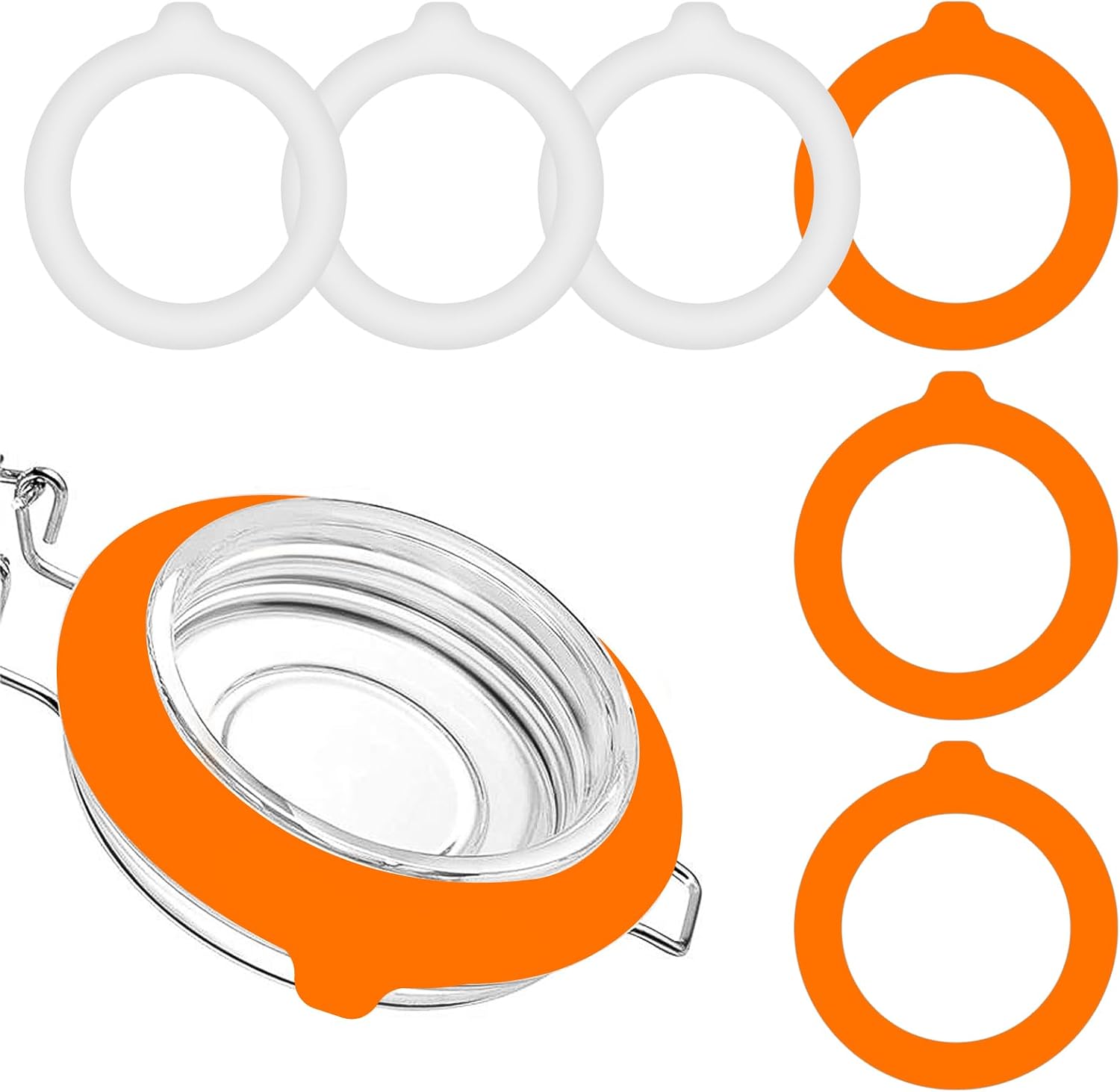 Amazon.com: 3.75" Silicone Jar Gaskets Rubber Seals Rings - 6 PCS White ...
