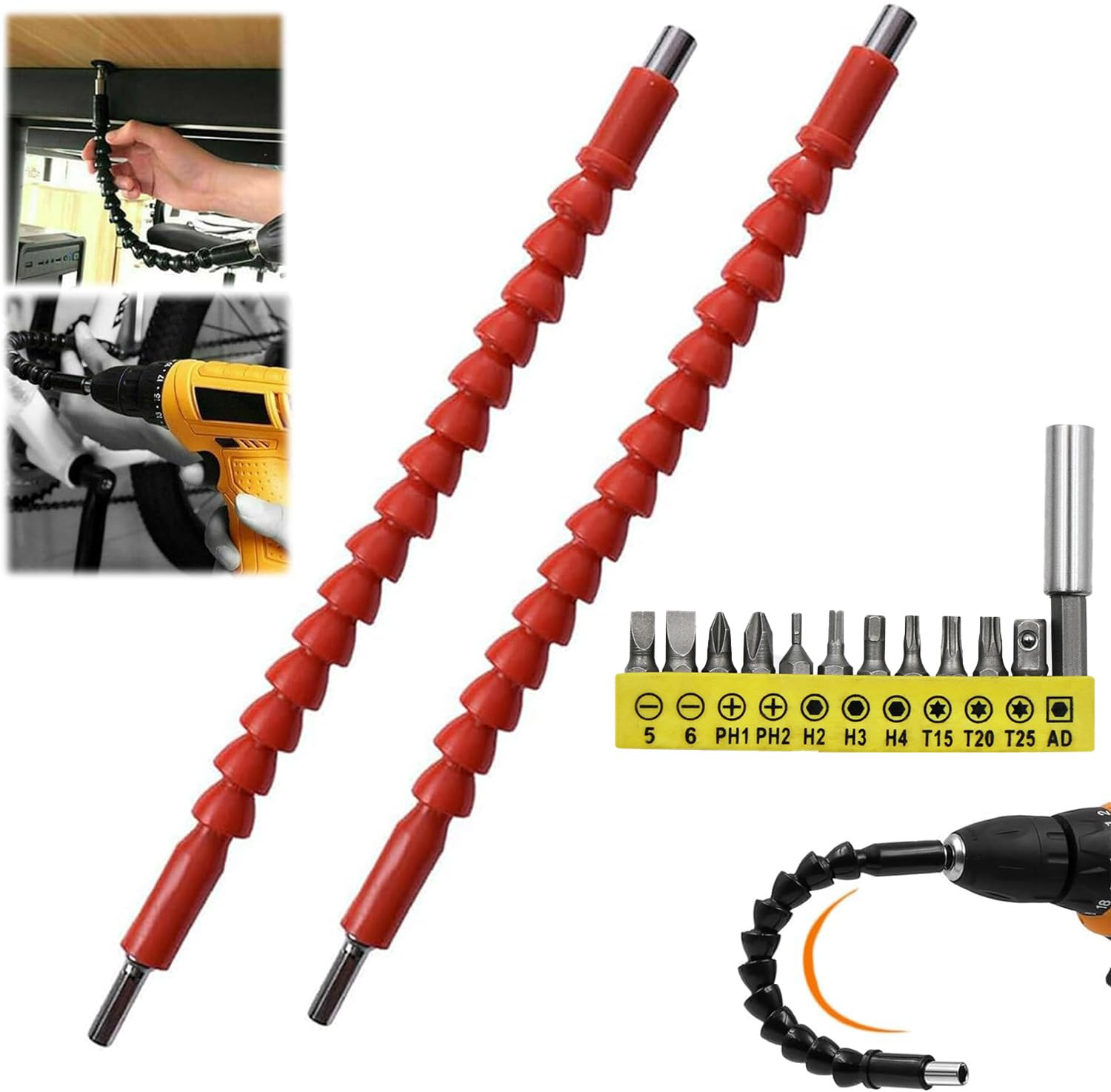 Flexible Shaft Drill Bits 2 Pcs Flexible Drill Bit Extension, 11.8