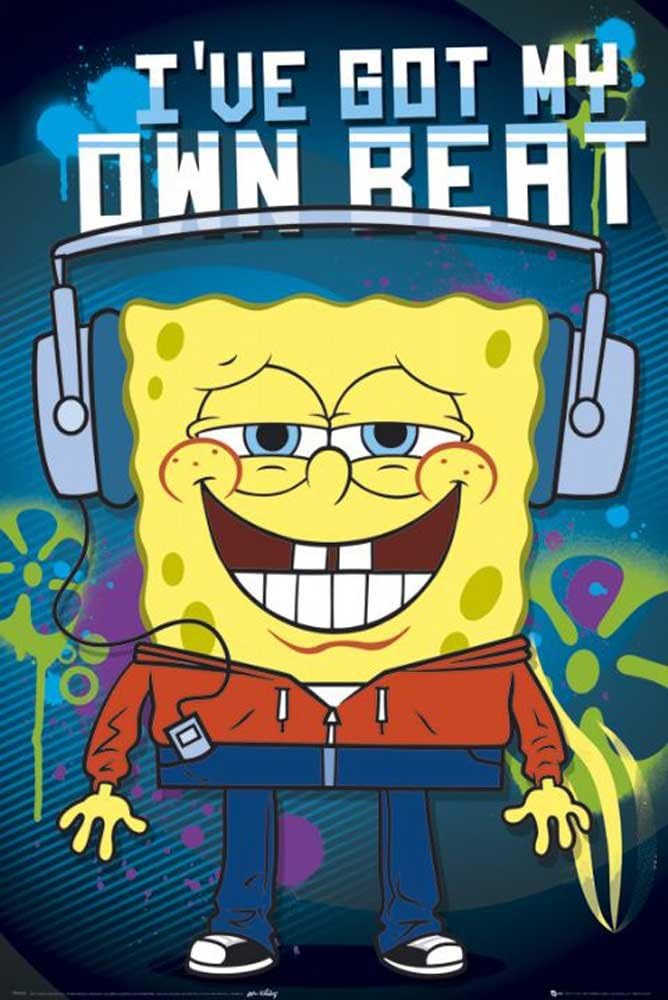 Amazon.com: Poster Spongebob with Headphones + Accessory Item ...