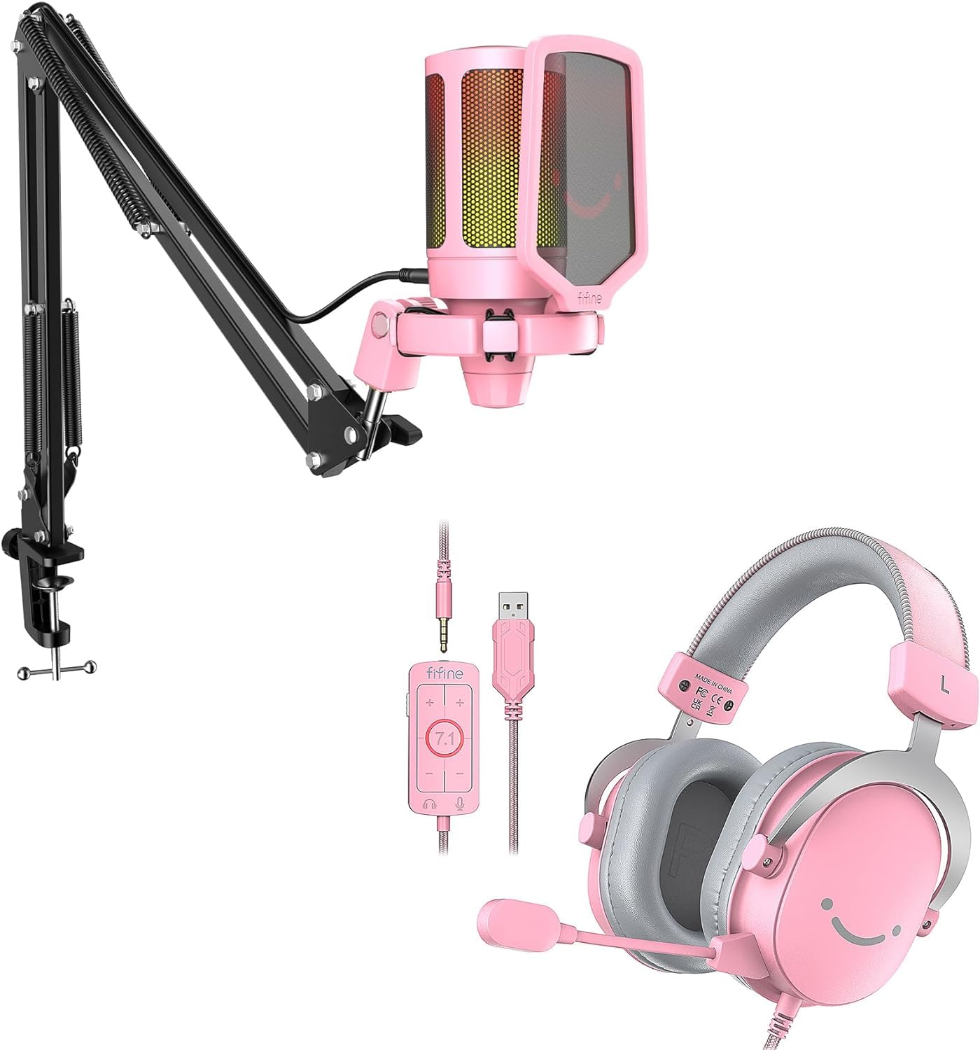 Amazon.com: FIFINE Gaming USB Microphone Kit and PC Over-Ear Wired ...