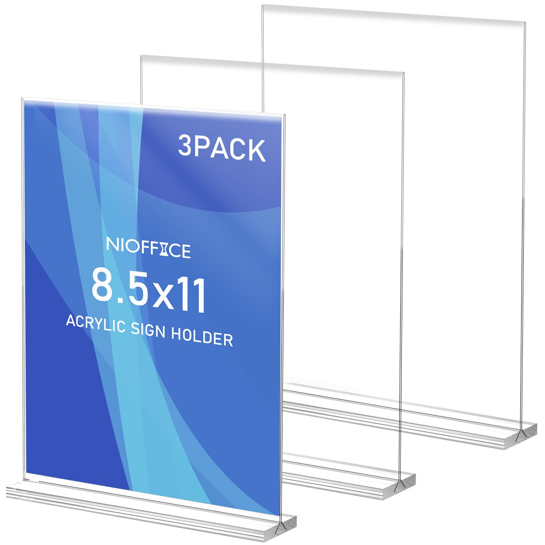 Amazon.com: NiOffice 3 Pack Acrylic Sign Holder 8.5x11 In, T Shape ...