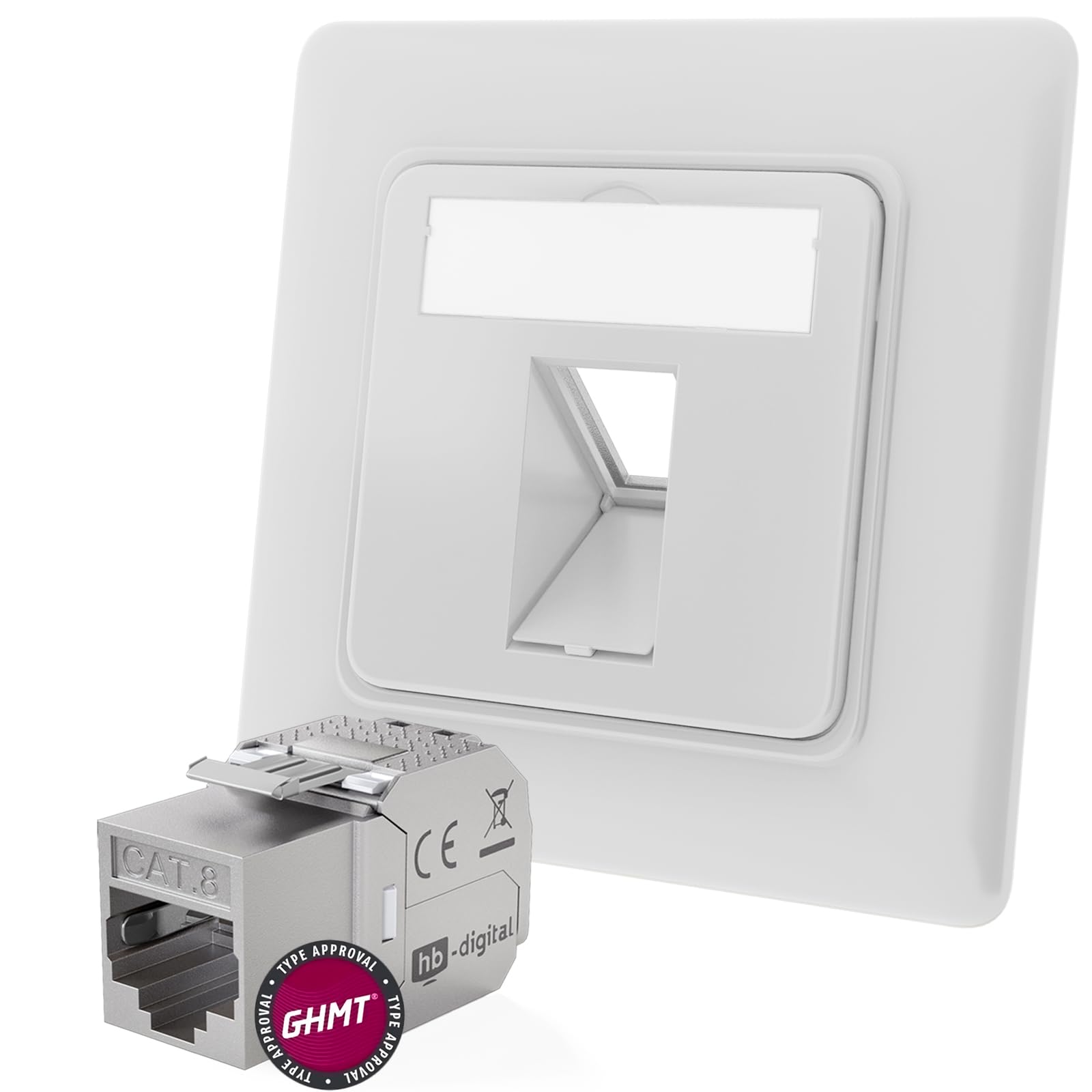 hb-digital 1-Port CAT 8 Netzwerkdose unterputz RAL9003 + 1x GHMT ...