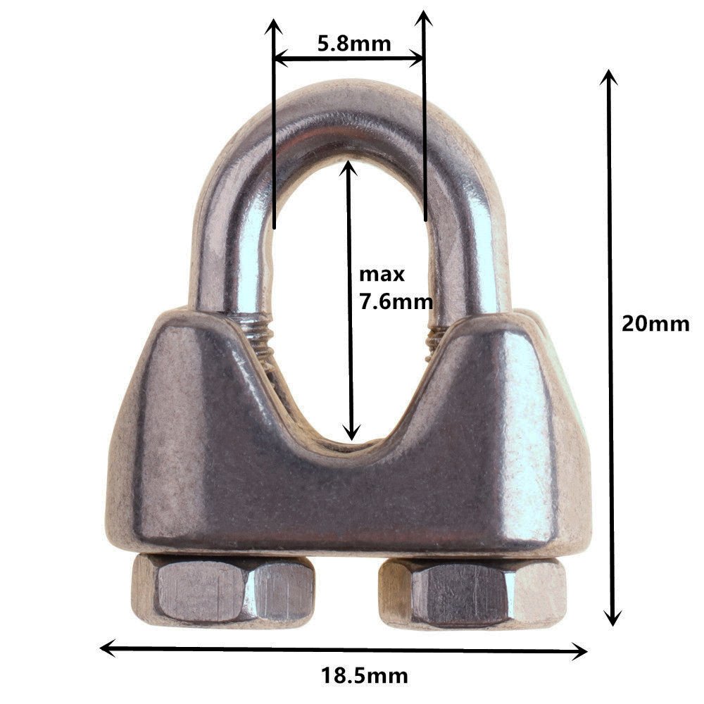 Snapklik.com : 20 Pieces Stainless Steel M3 Wire Rope Cable Clip Clamp 3 Mm