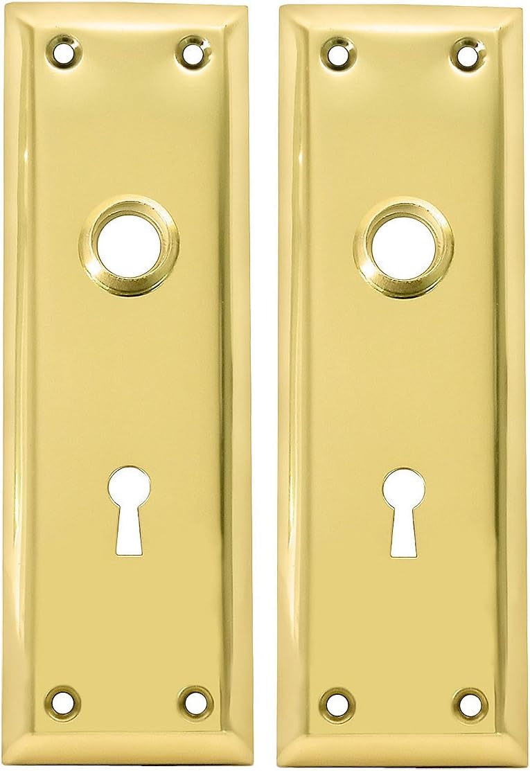 Pair of Brass Plated New York Style Back Plates with Keyhole - Door ...