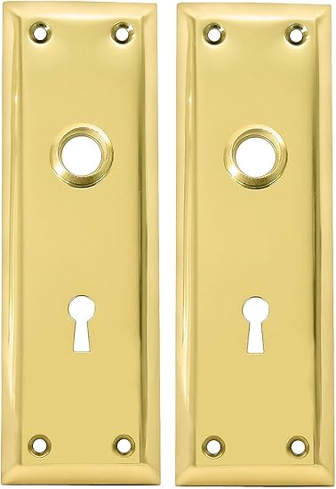 Pair of Brass Plated New York Style Back Plates with Keyhole - Door ...