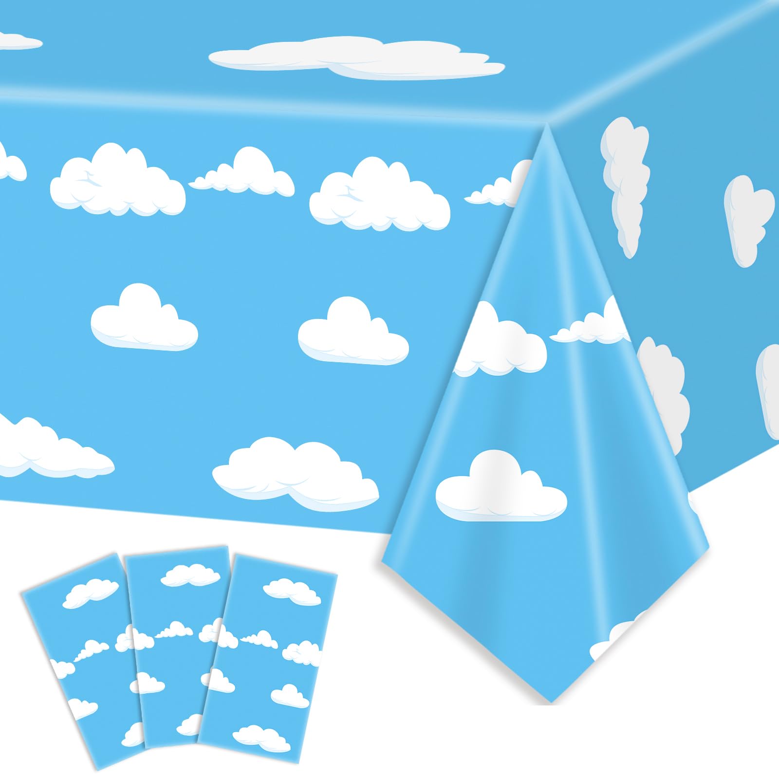 Amazon.com: AURORAPARTY 3pcs Blue Sky White Cloud Party Tablecloth ...