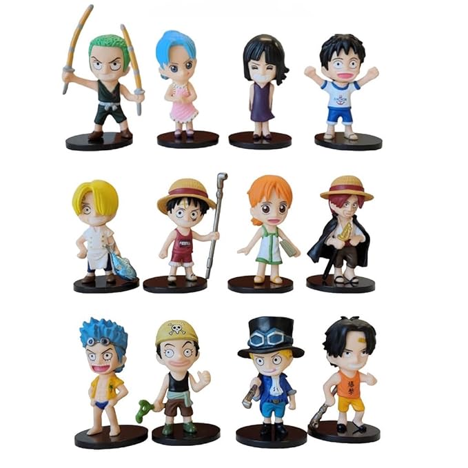 Buy One Piece Set of 12 Figurines Anime Action Figures – 8cm Approx ...