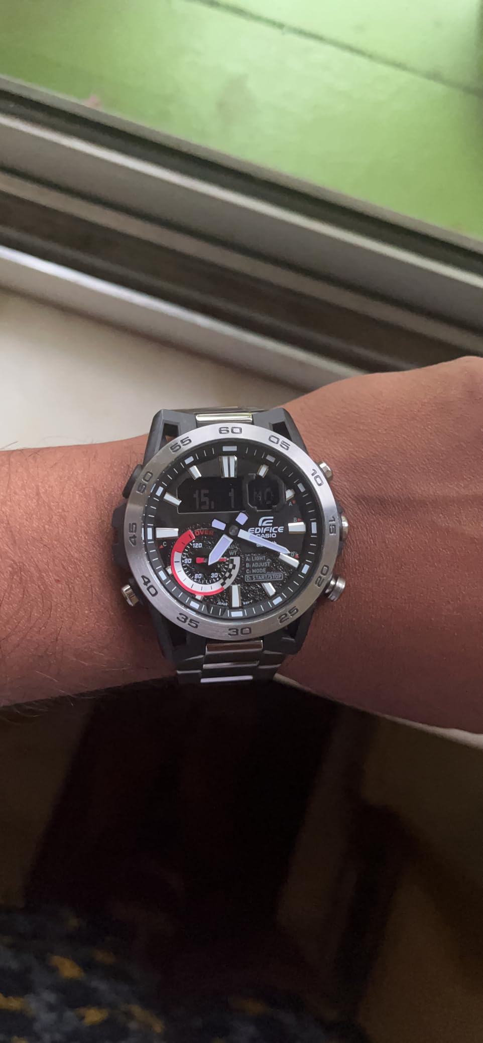 Casio Edifice ECB-40D-1ADF Black Analog-Digital Dial Silver Stainless ...