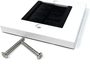 White Brush Plate Faceplate Wall Mounted Installation Tidy Cable Pass ...