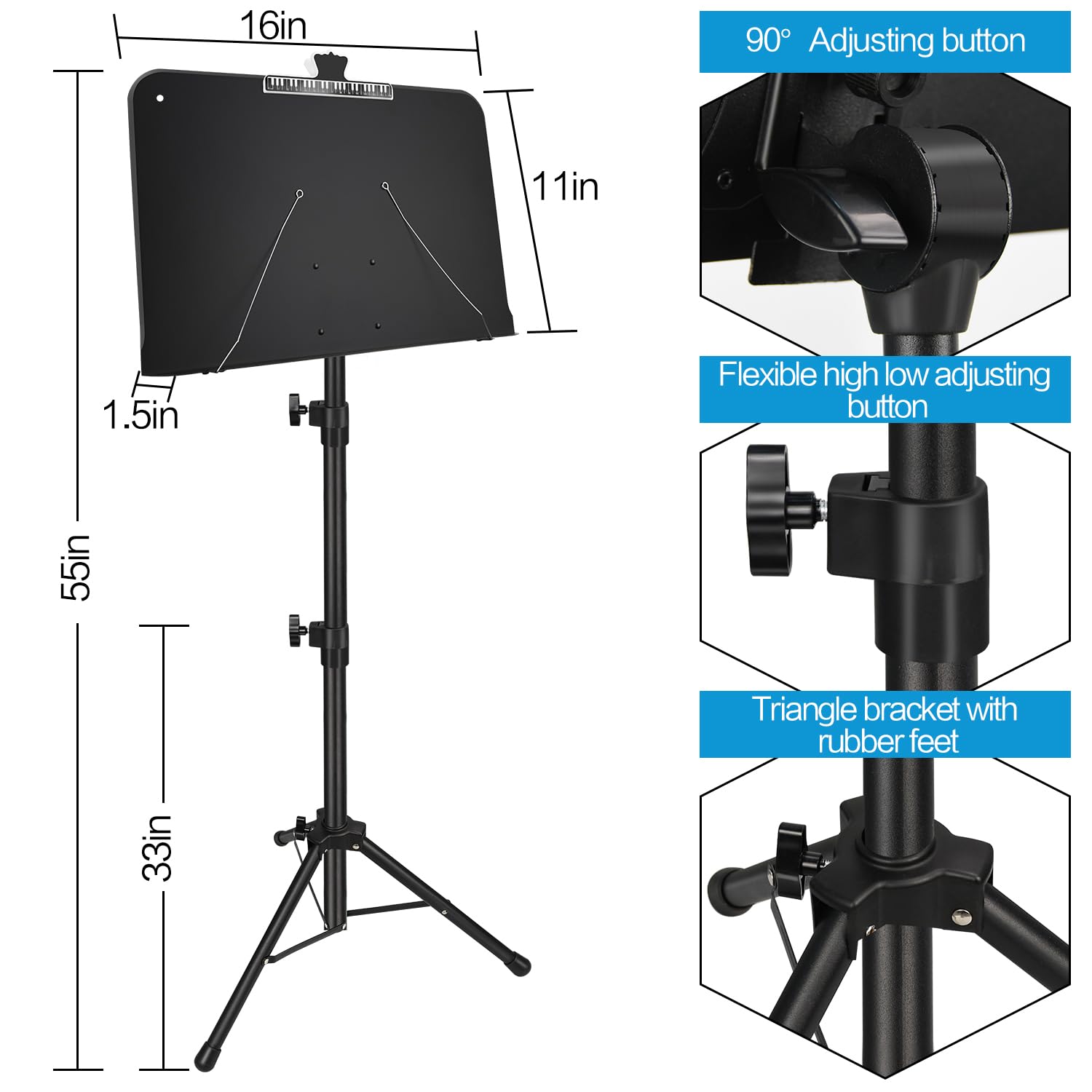 Snapklik.com : Sheet Music Stand, 2 Pack Adjustable Music Stand For ...