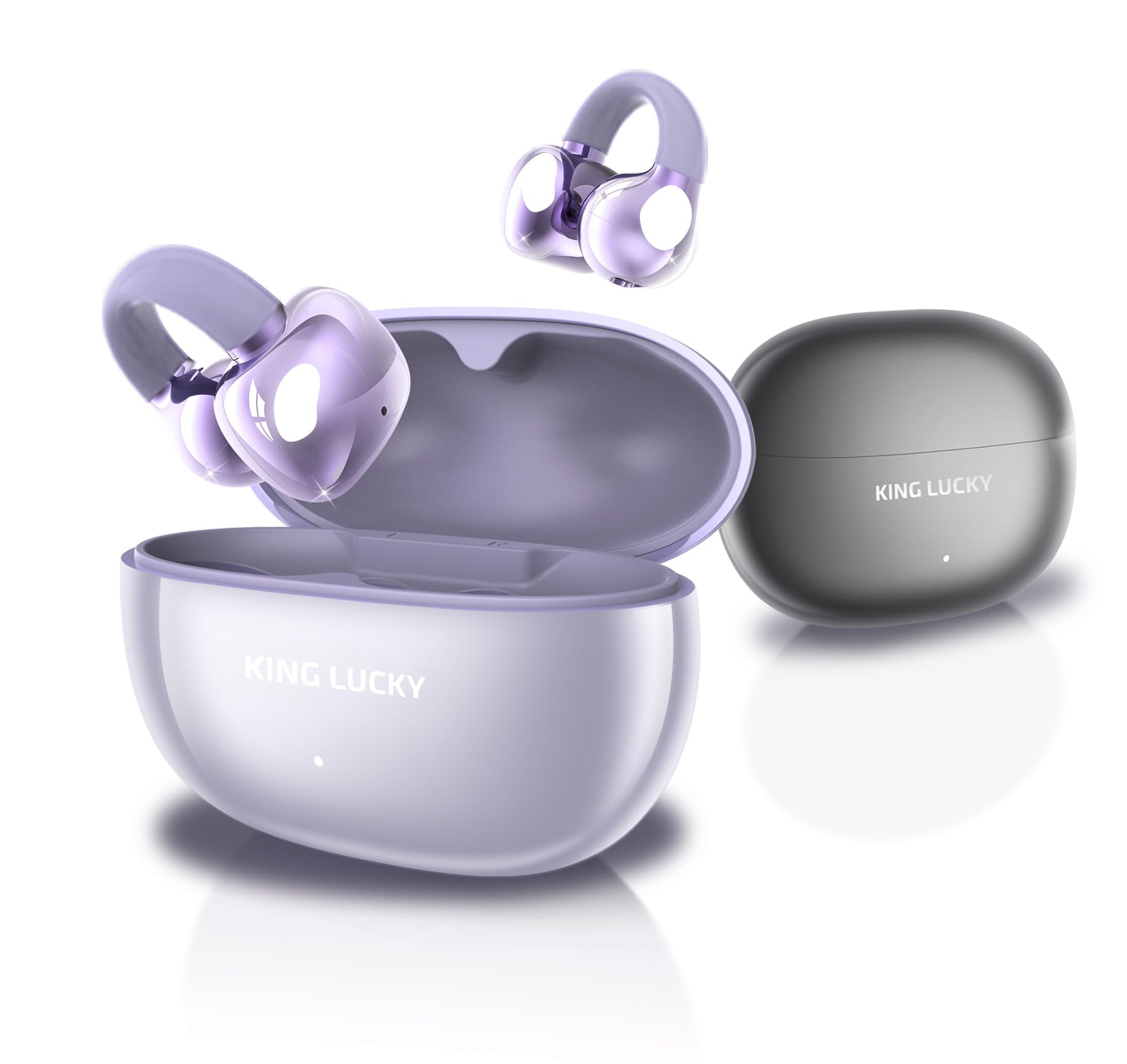 Amazon.com: King Lucky Clip on Earbuds Open Ear Wireless Bluetooth 5.4 ...