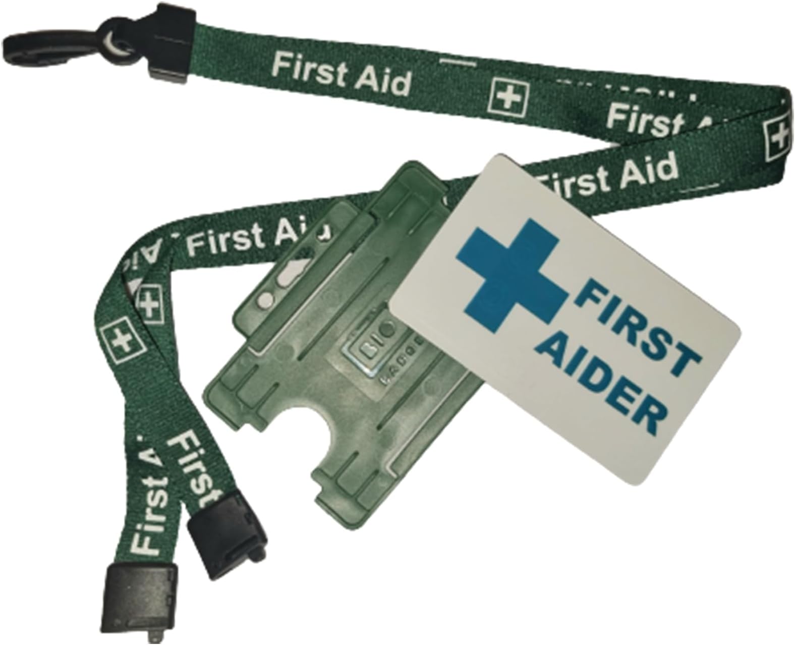 First Aider Lanyard with Badge-White Background- and Card Holder ...