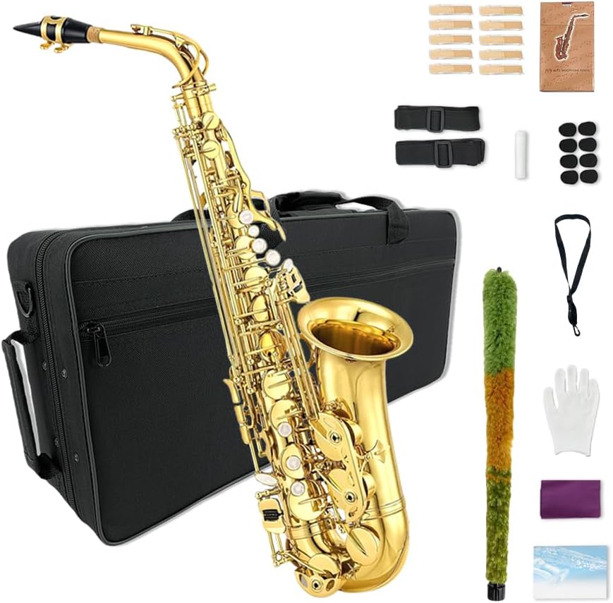 Amazon.com: GODECOR E Flat Alto Saxophone, Brass Alto Saxophones ...