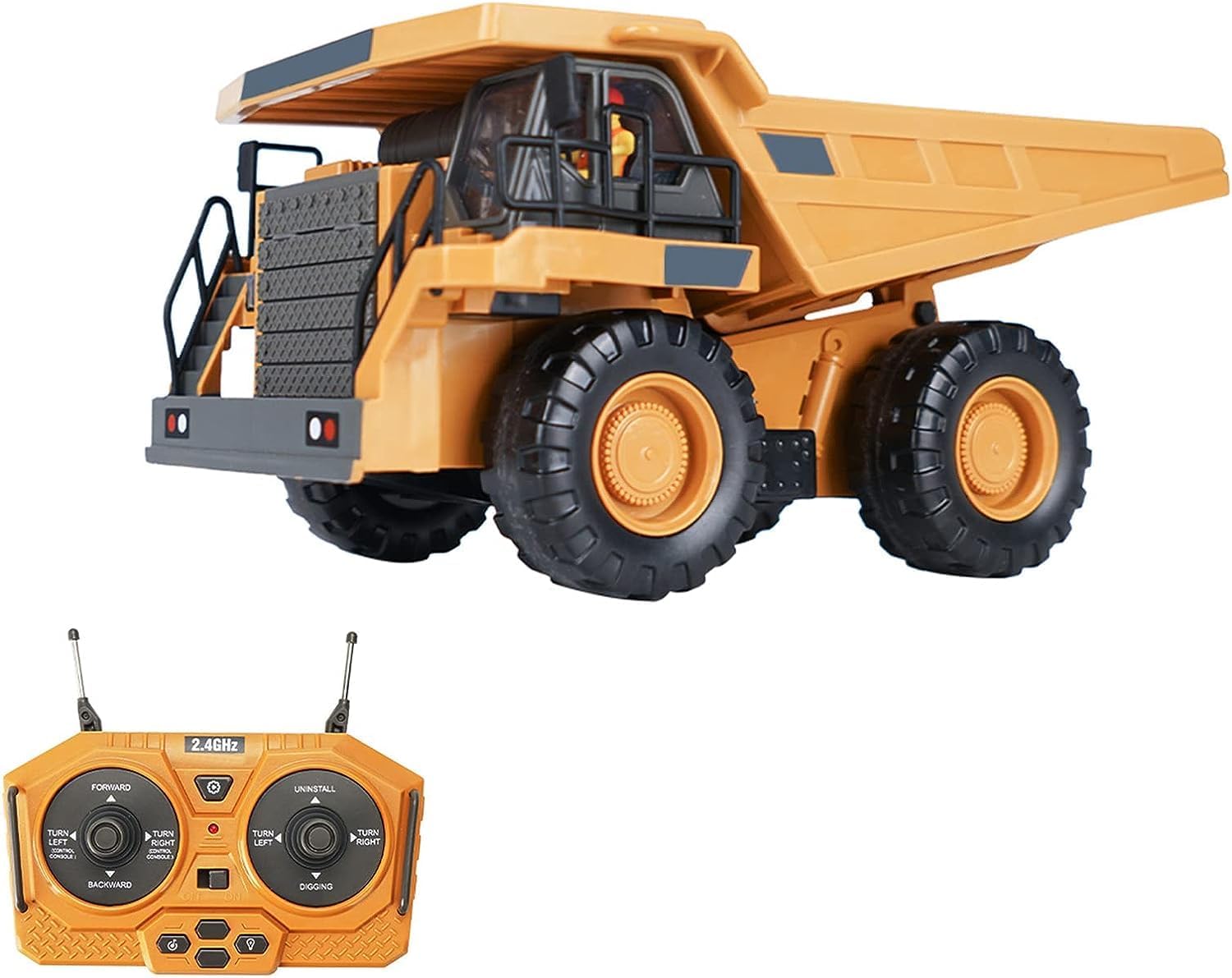 KAHUMBO Remote Control Construction Dump Truck Toys with 9 Channel with Rechargeable Batteries ...