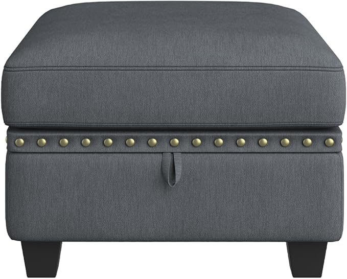 Amazon.com: HONBAY Small Storage Ottoman Upholstered Square Bench ...