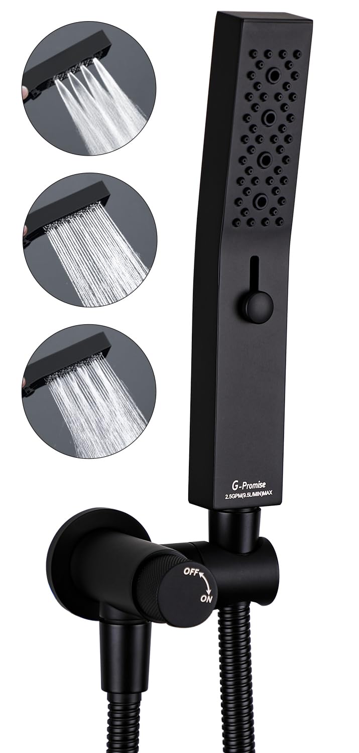G-Promise All Metal Handheld Shower Set with 3-Function Showerwand ...