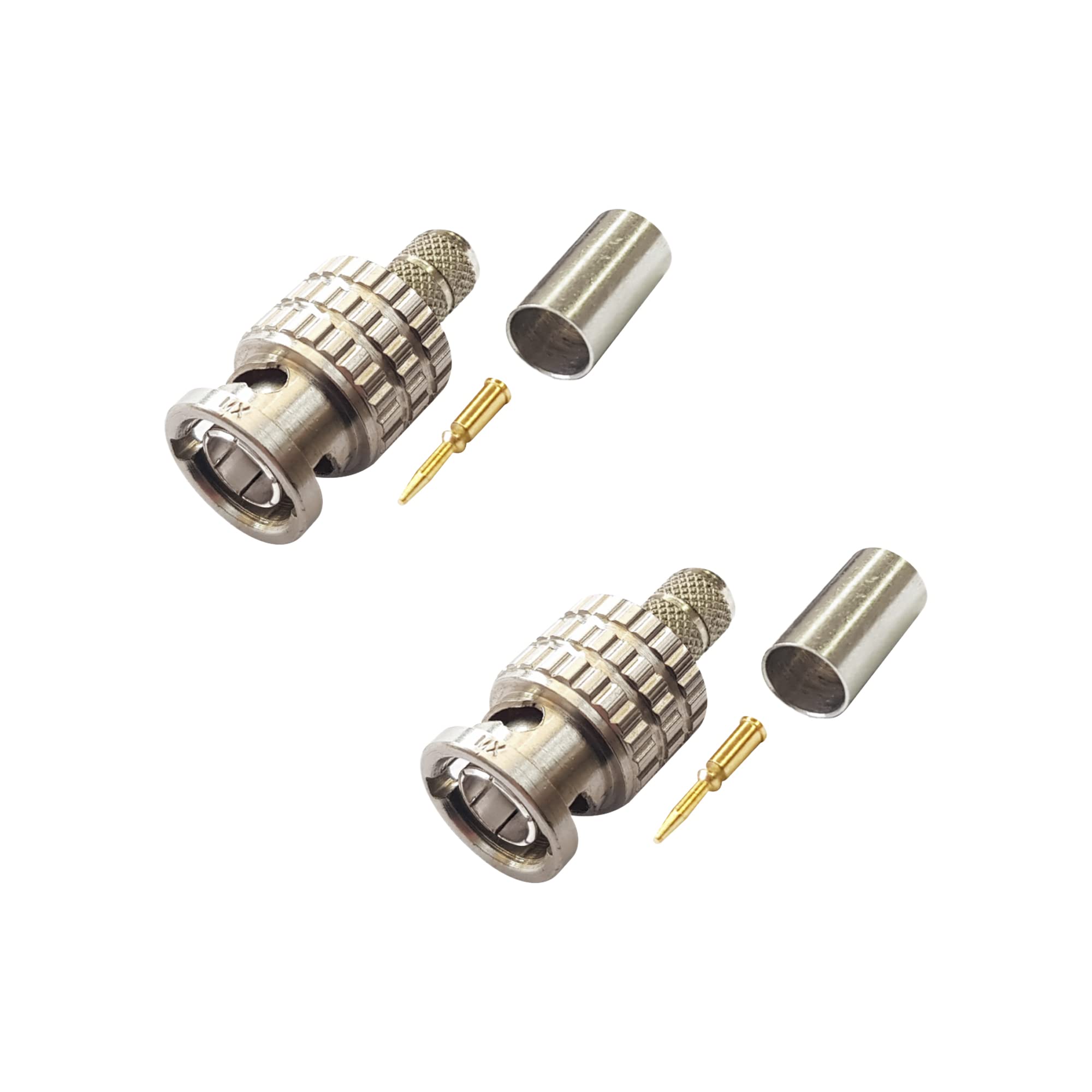 Buy MX BNC Male Connector Crimp Type for RG6, RG58, RG142 Coaxial Cable ...
