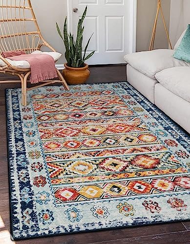 Amazon.com: Wonnitar Boho 4x6 Rug, Washable Large Bohemian Living Room ...