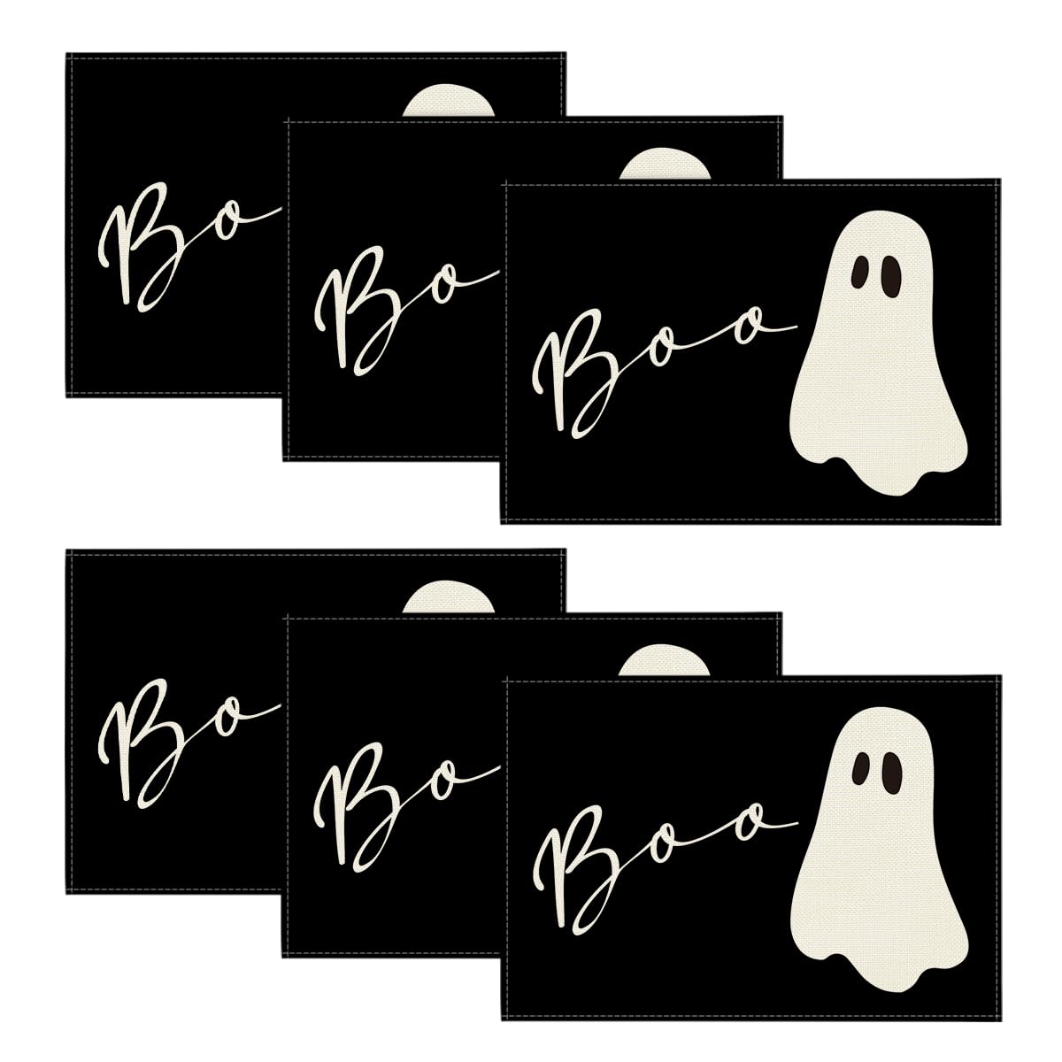 Amazon.com: Artoid Mode Boo Ghost Halloween Placemats Set of 6, 12x18 ...