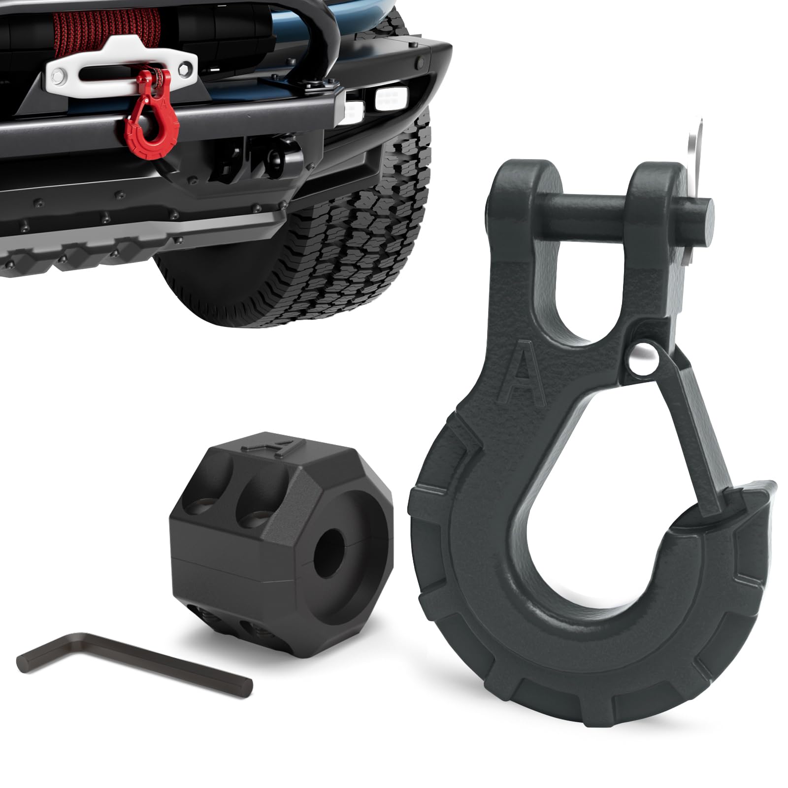 Snapklik.com : AMBULL 3/8" Winch Hook & Winch Cable Hook Stopper Sets ...