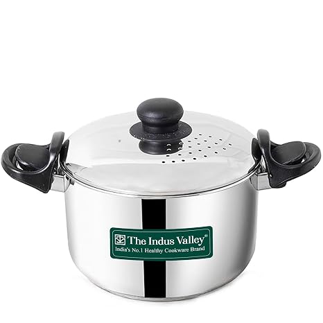 The Indus Valley Stainless Steel 2.5ltr Strainer Pot/Rice Pot for ...