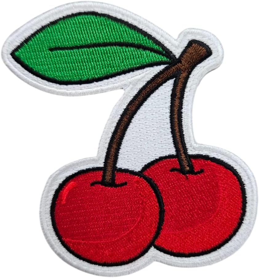 Amazon.com: 3.5" Embroidered Cherry Iron On Patch | Decorative Cherries ...