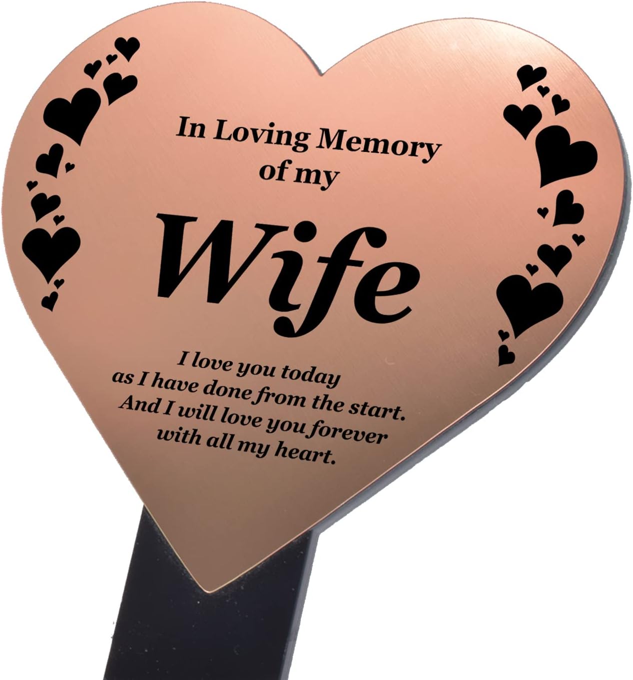Wife Memorial Remembrance Plaque Stake, HEART SHAPE - Gold/Silver ...