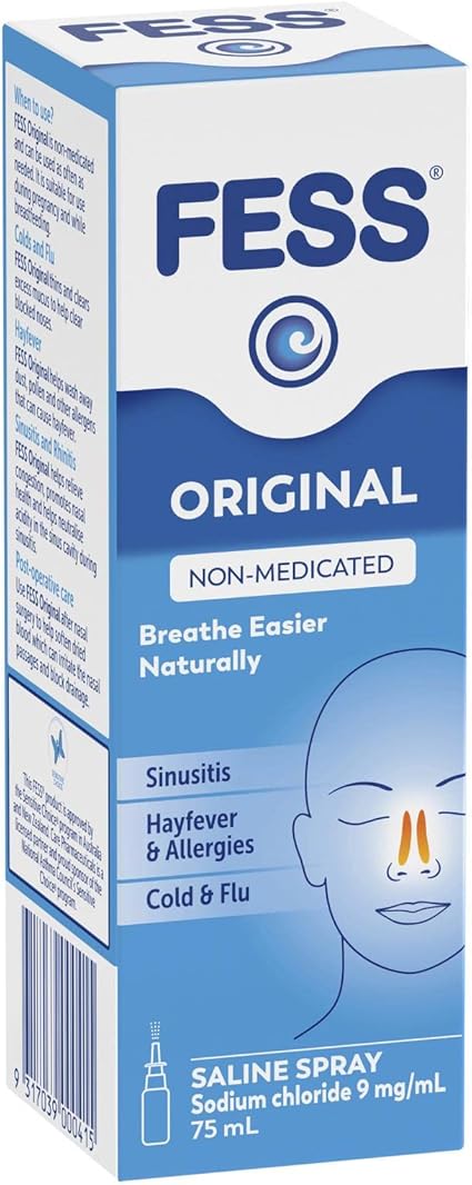 Fess Nasal Saline Relieves Allergies Sinus Decongestant Mist Spray 75 ...