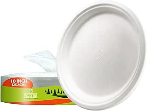 Amazon.com: MOBI Ecoware Paper Plates, 100% Compostable-[10 Inch by 0.5 ...