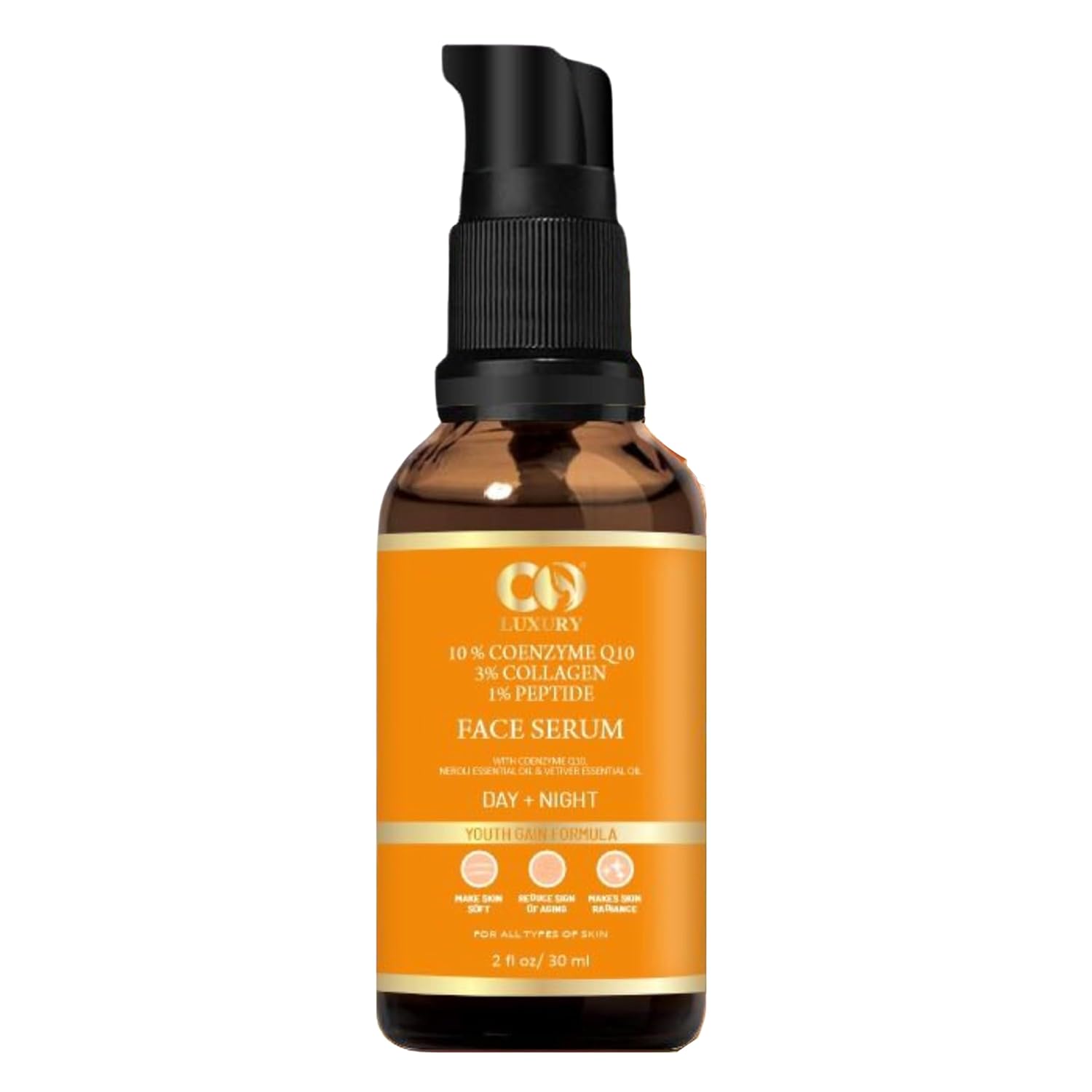 CO LUXURY Coenzyme Q10, 3% Collagen & 1% Peptide Face Serum | Anti ...