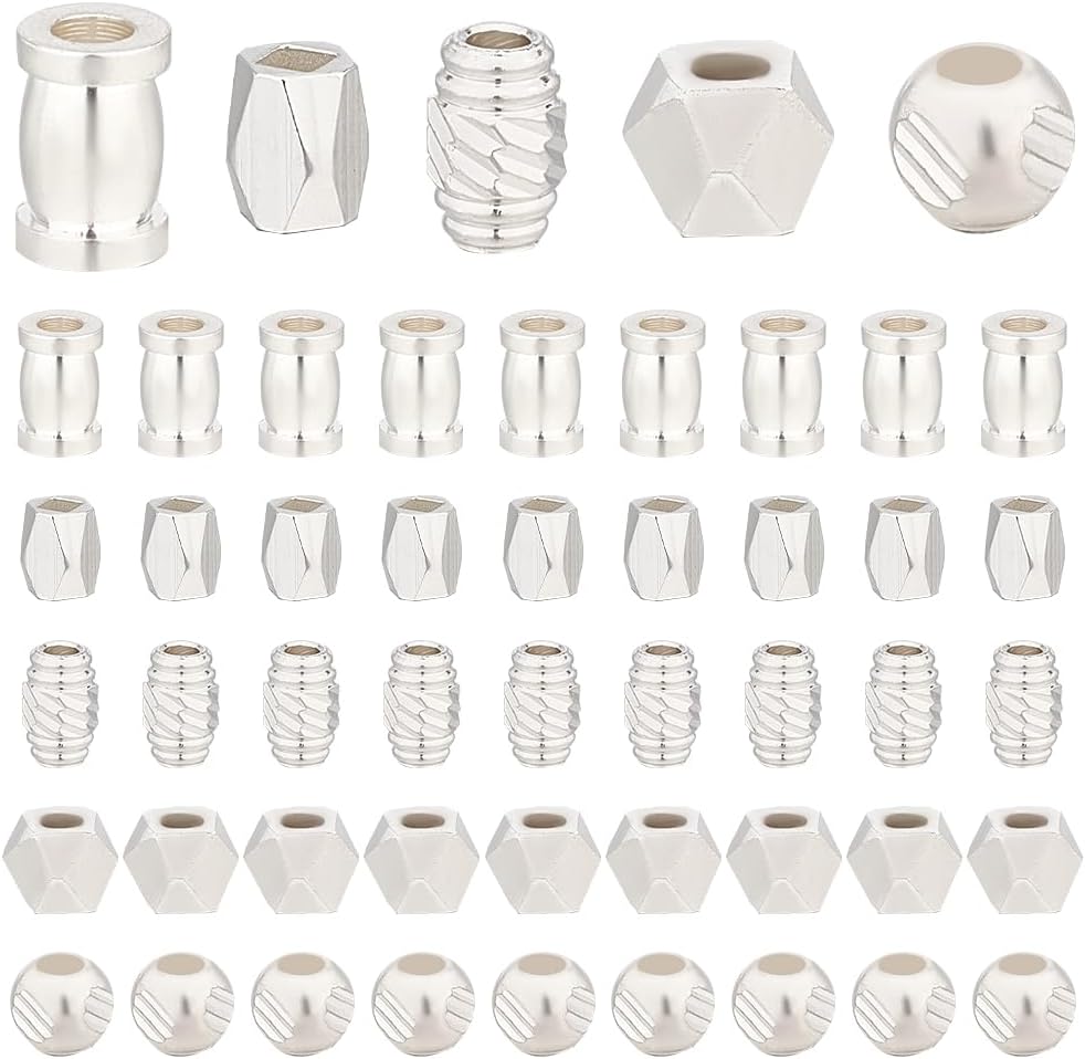 Amazon.com: PH PandaHall 50pcs 5 Styles 925 Sterling Silver Plated ...