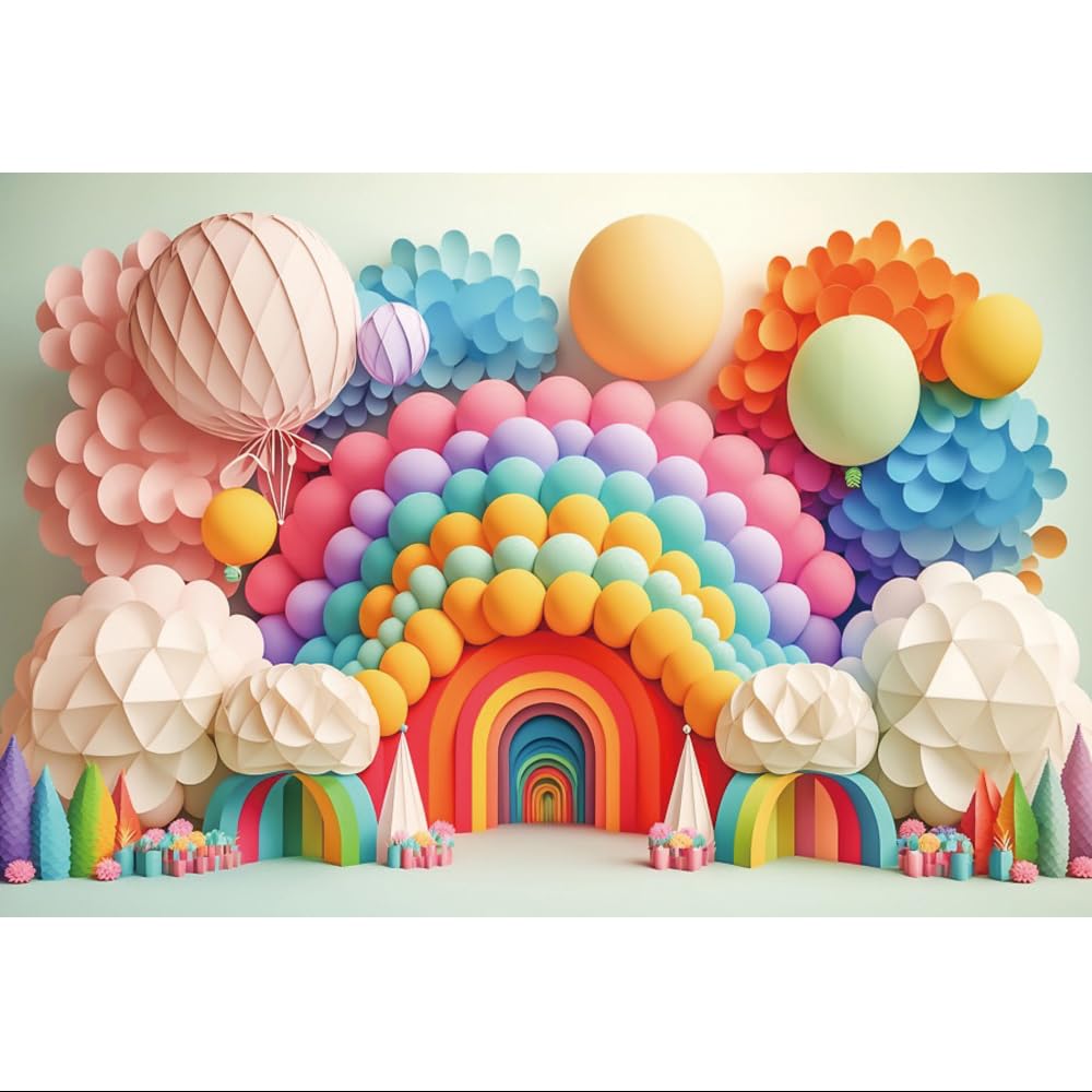 Buy YongFoto 3x2m Kids Birthday Backdrop Girls Pastel Colorful Balloon ...