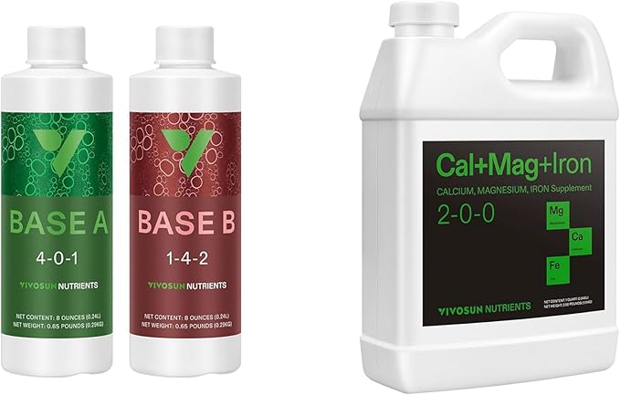 Amazon.com : VIVOSUN Plant Food Nutrients Base A(4-0-1) & B(1-4-2) Bundle and Cal+Mag+Iron (2-0 ...