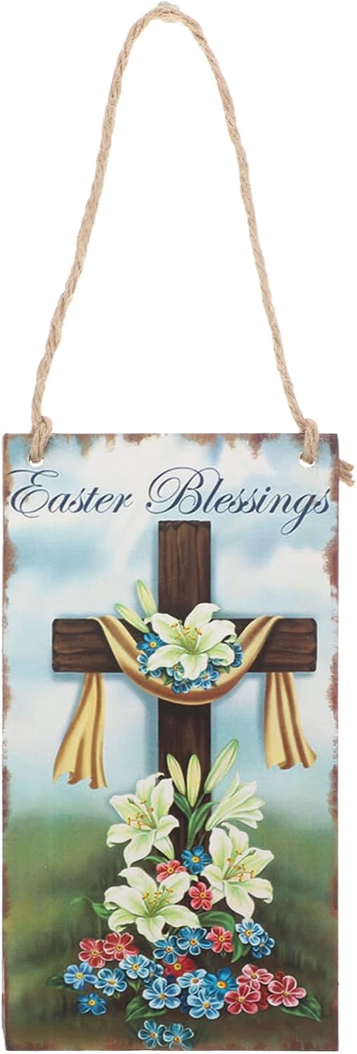 Amazon.com: BESTOYARD Easter Decor Happy Easter Cross Wall Decor ...