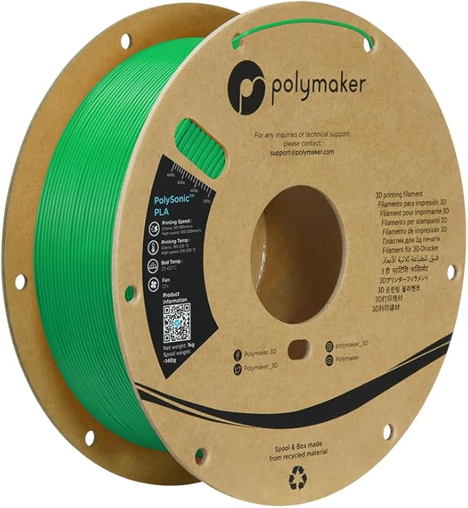 Amazon.com: Polymaker High Speed PLA Filament 1.75mm, Green PolySonic PLA 3D Printer Filament ...