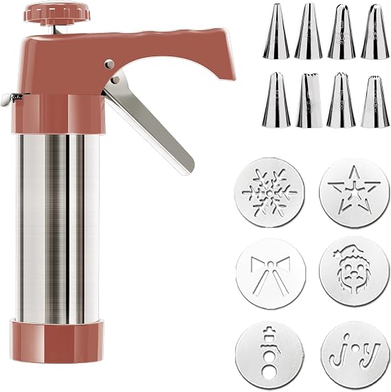 Amazon.com: Evolkult Spritz Cookie Press Gun, Cookie Maker with 8 Icing ...