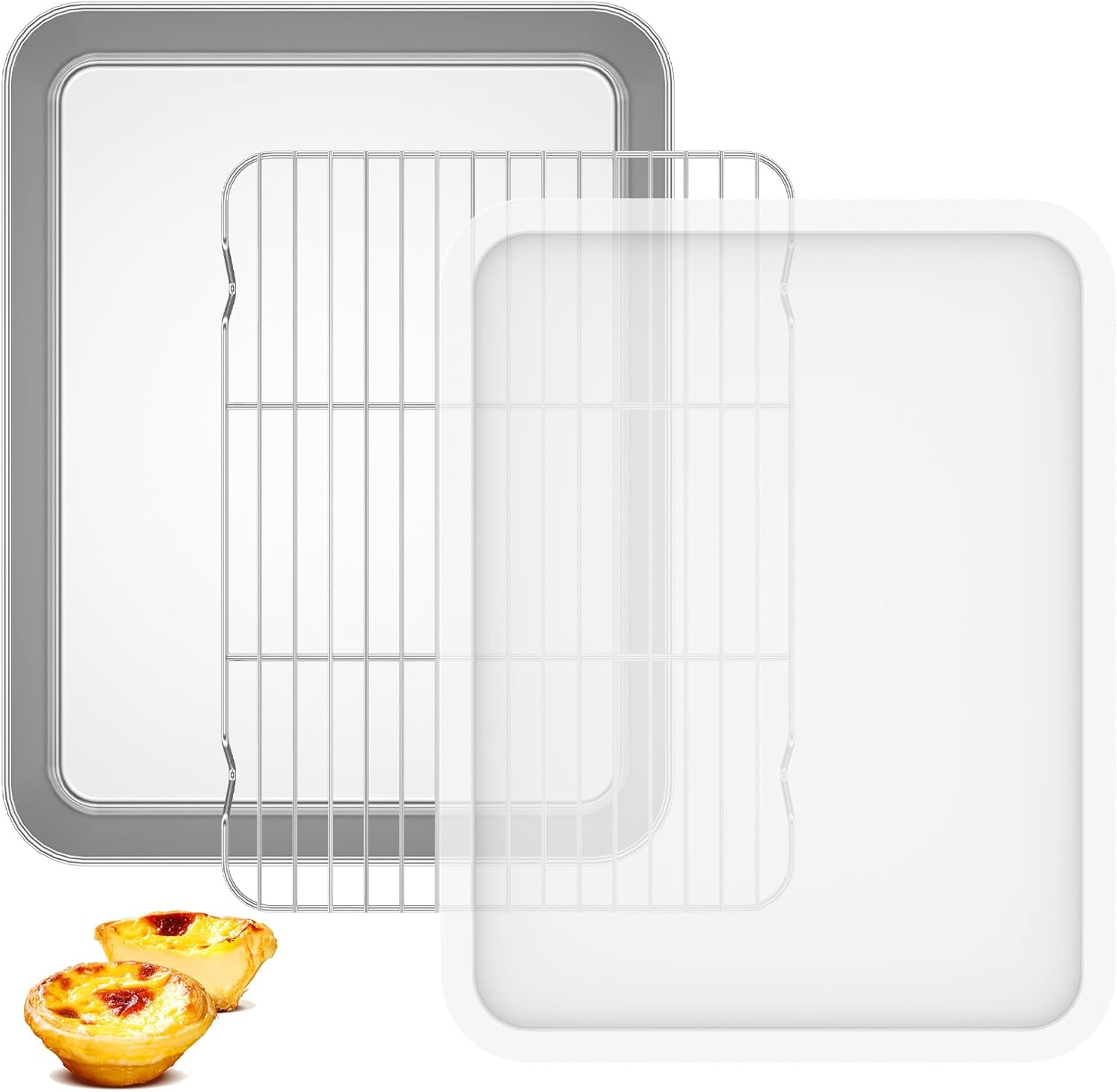 Baking Tray with Rack and Lid Stainless Steel Oven Trays with Rack Non ...