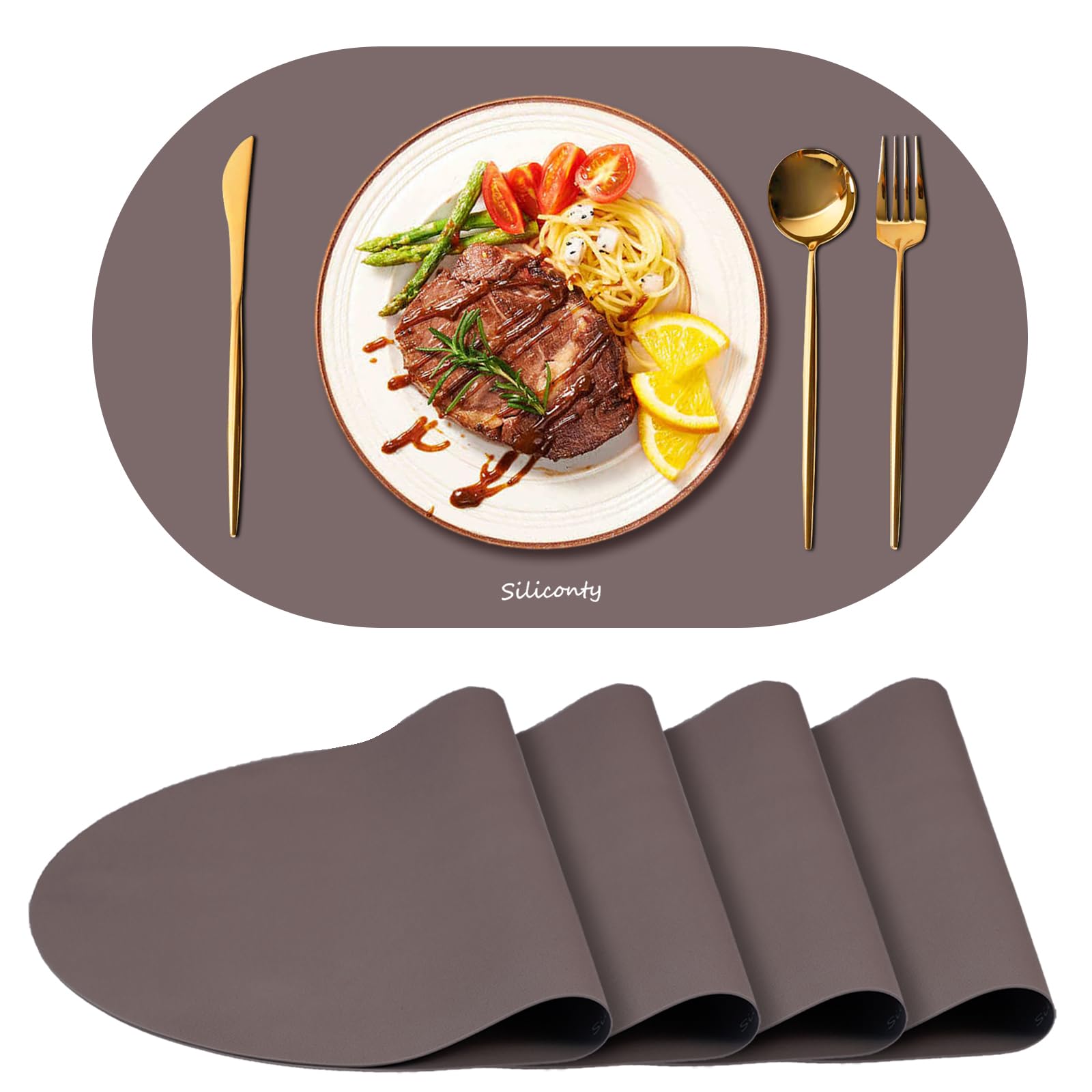 Amazon.com: Silicone Placemats, Oval Placemats Set of 4. Heat-Resistant ...