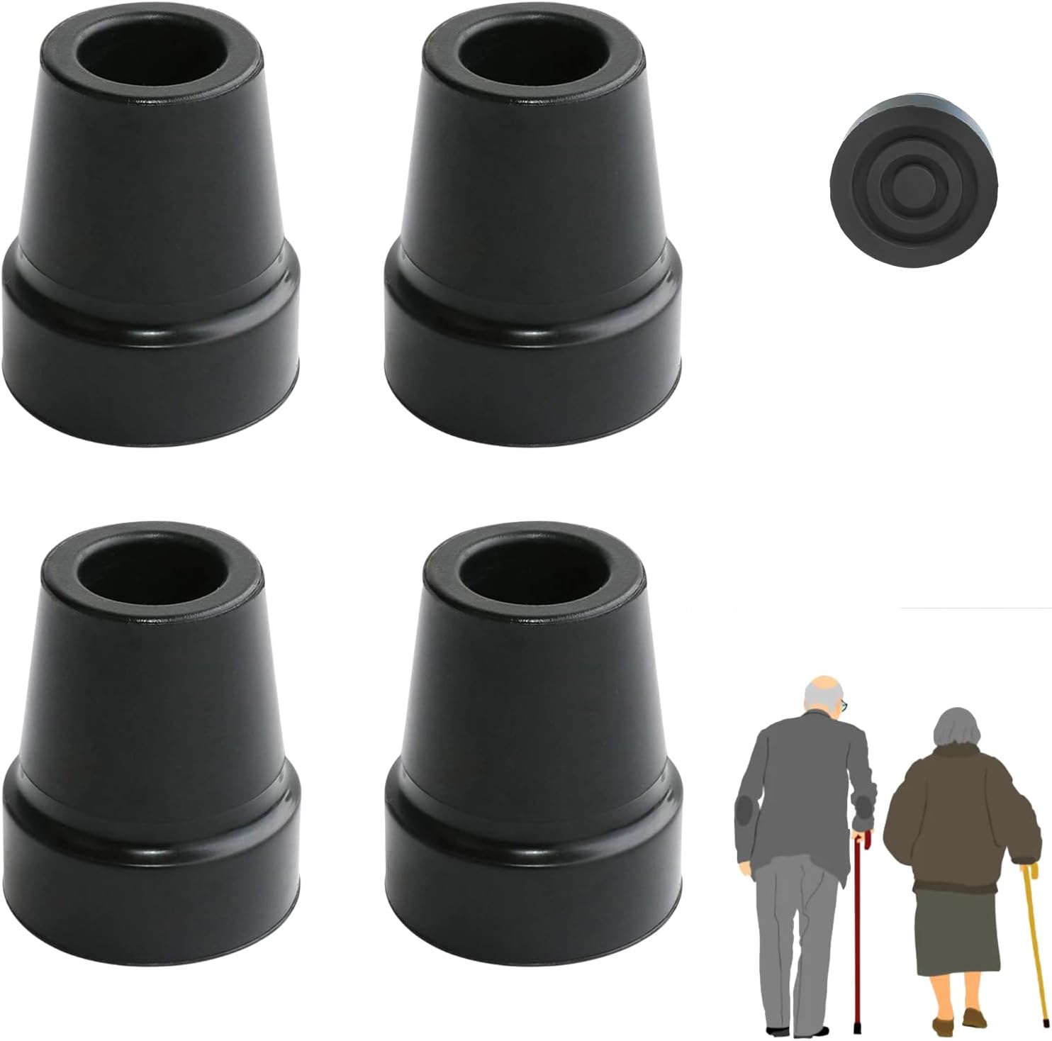 4Pcs Walking Stick Rubber Ends Cane Tips Walking Stick Rubber Ends for ...