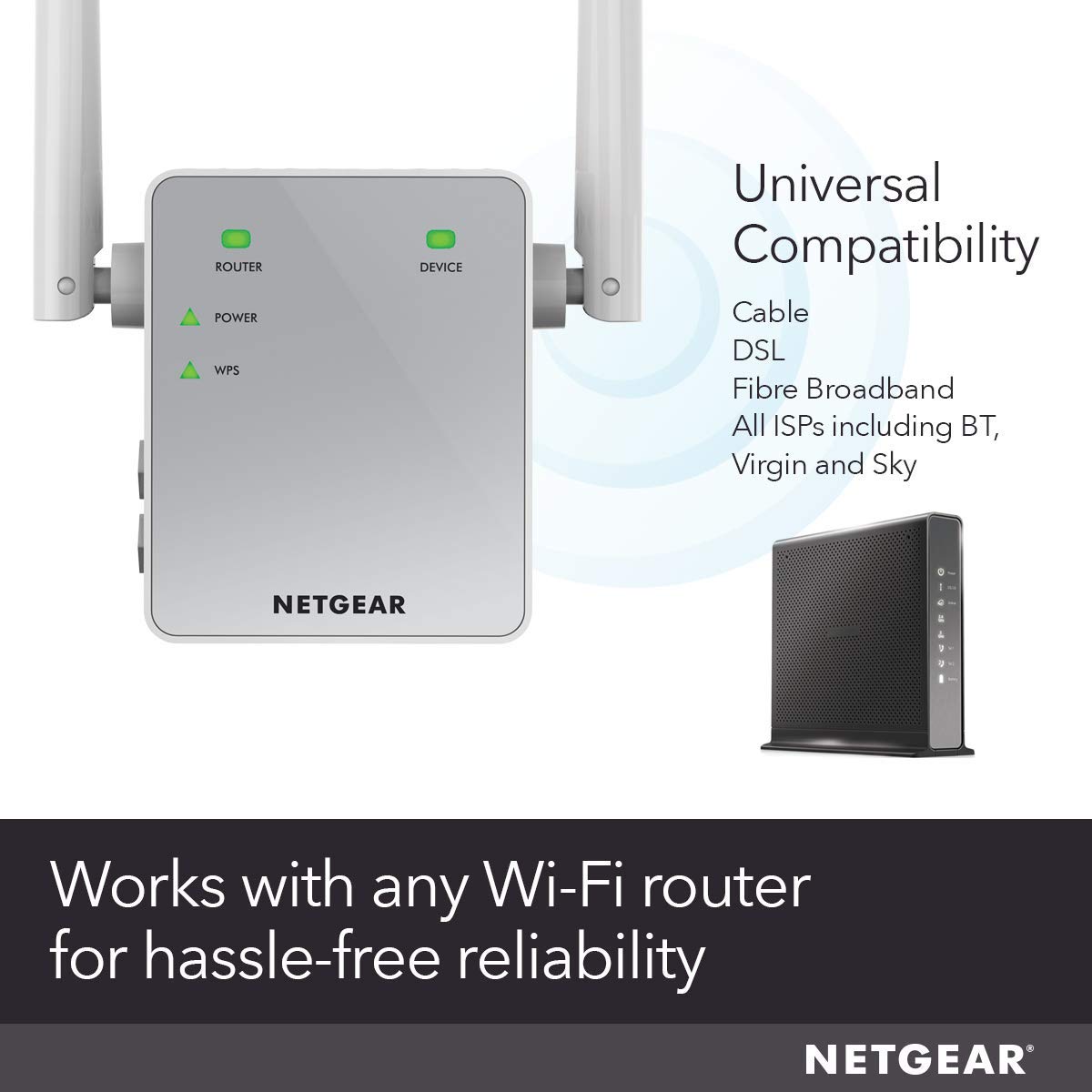 NETGEAR WiFi Booster Range Extender - Covers up to 1000 sq ft and 15 ...