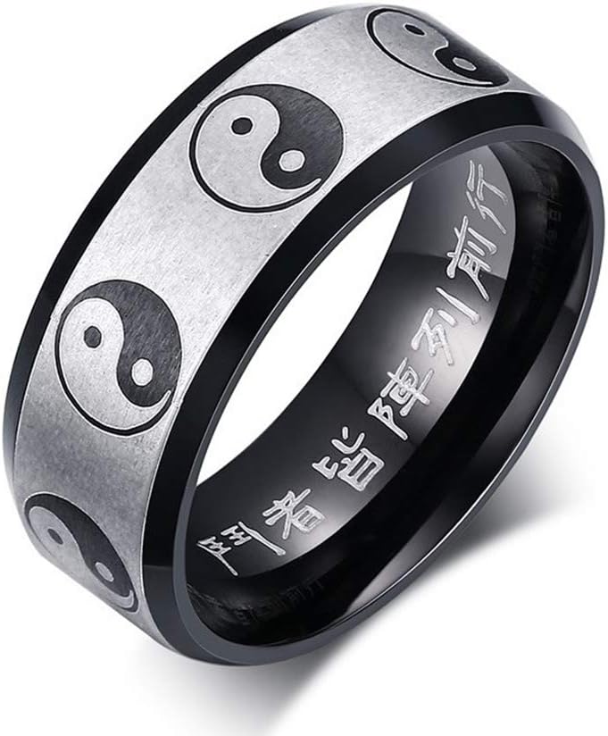 OIDIMS Yin Yang Band Rings for Men Women Chinese Style Ring Tai Chi Mid ...
