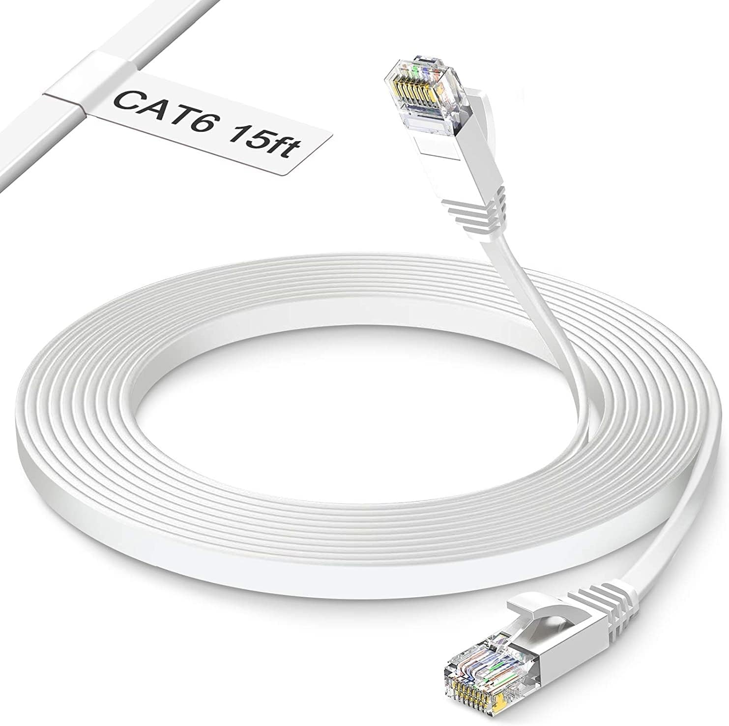 Amazon.com: GLCONN Cat 6 Ethernet Cable 15 ft - High Speed Flat 15ft ...
