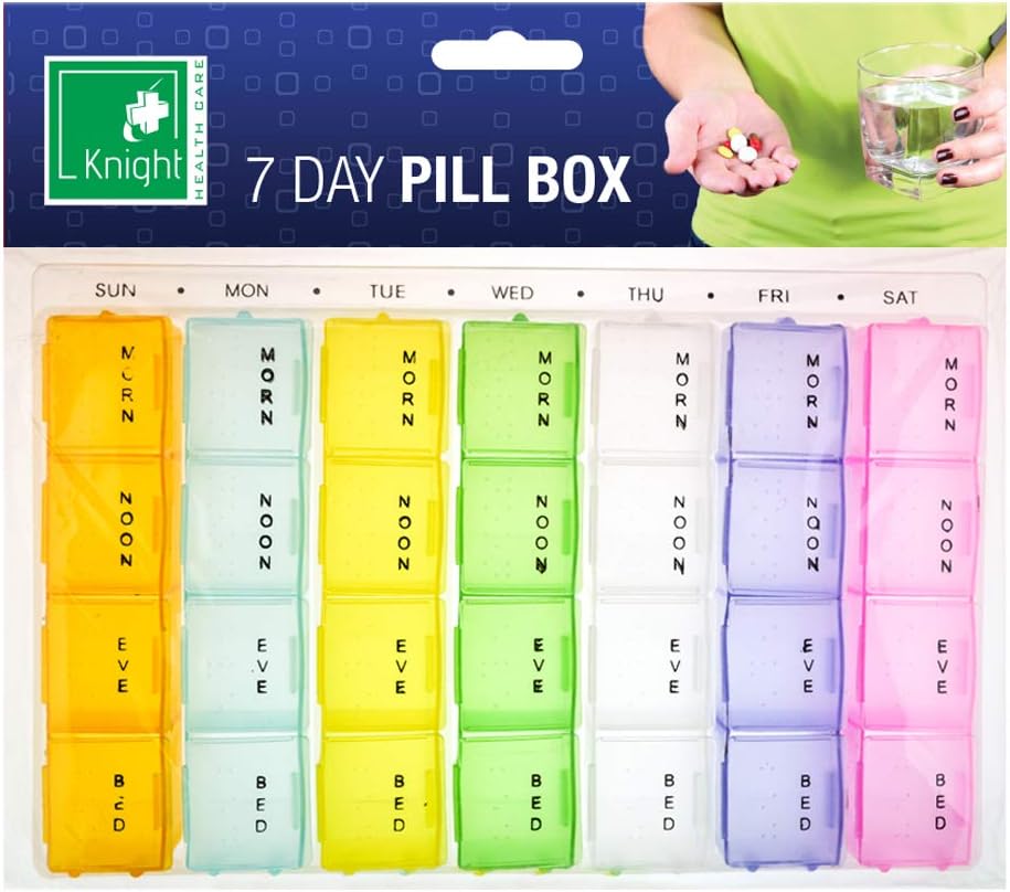 Healthcare Multi Colour Pastel Detachable 7 Day 4 Compartment Pill Box ...