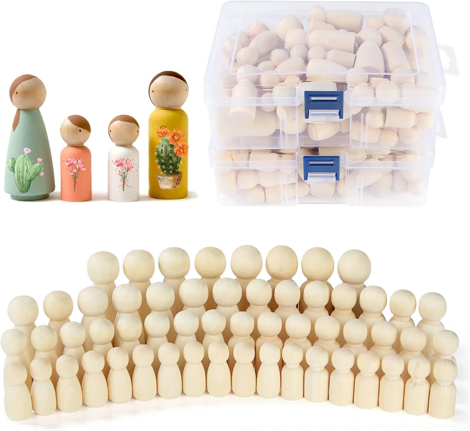 Amazon.com: LUUFAN 50pcs Unfinished Wooden Peg Dolls, Wooden Family ...