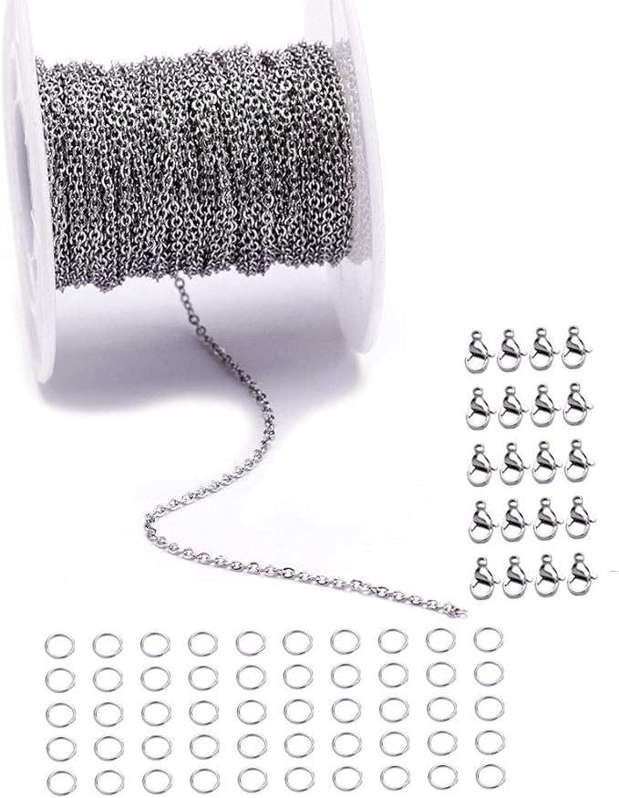 Amazon.com: 33 Feet Stainless Steel Flat Cable Chains Link Spool Bulk ...