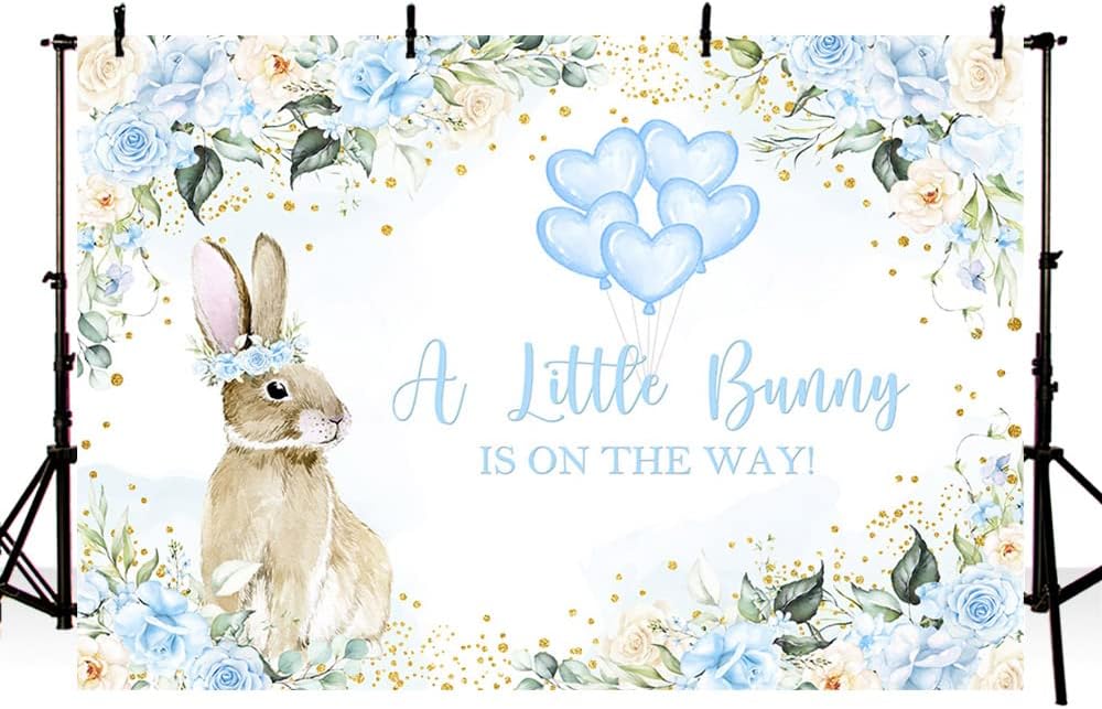 Amazon.com : AIBIIN 7x5ft Bunny Baby Shower Backdrop for Boy A Lillte ...