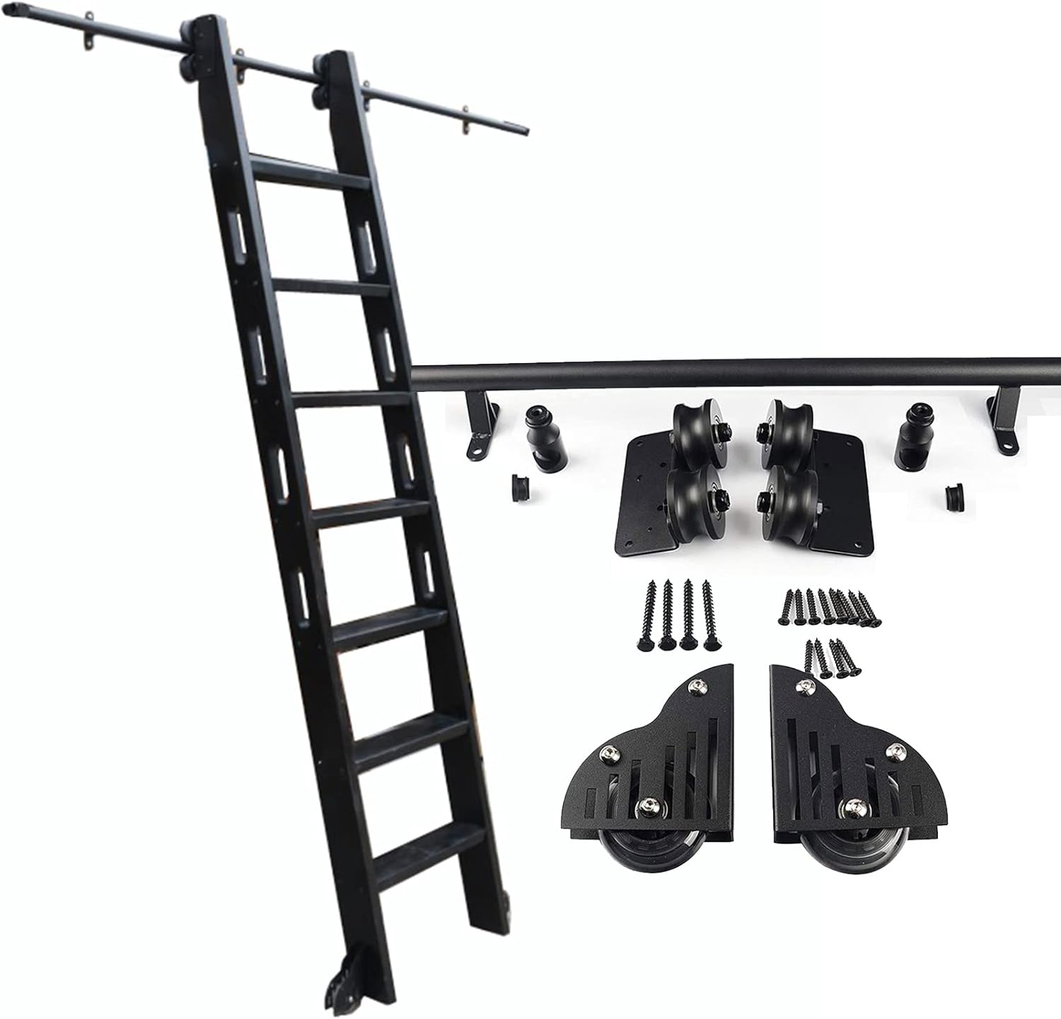 Amazon.com: Rolling Library Ladder Hardware Kit Sliding Ladder Track ...