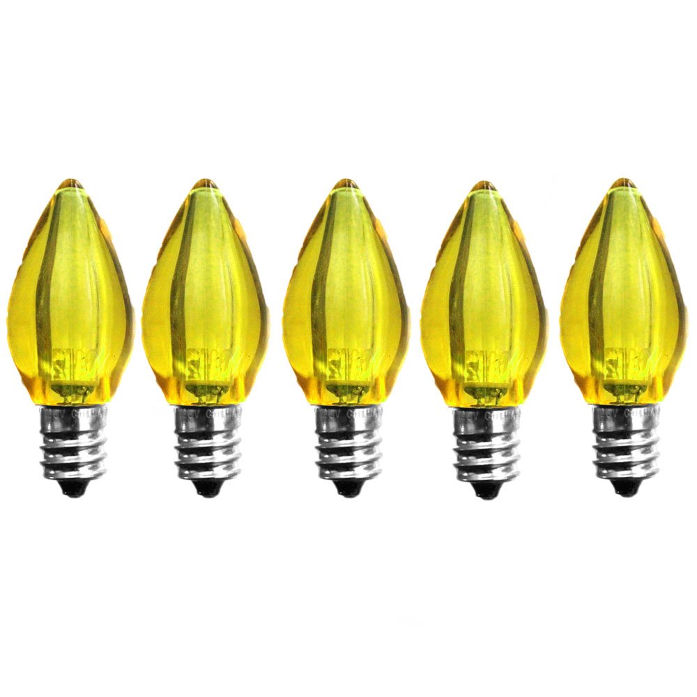 EZLS C7 Yellow LED Bulbs - 5 Pack Smooth Lens Yellow Transparent C7 ...