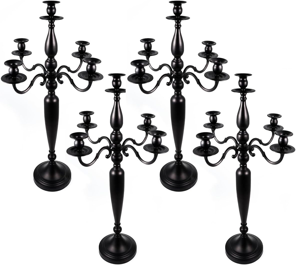 Amazon.com: Vincidern 4Pcs Black Candlestick Holder 5 Arm Candelabra ...