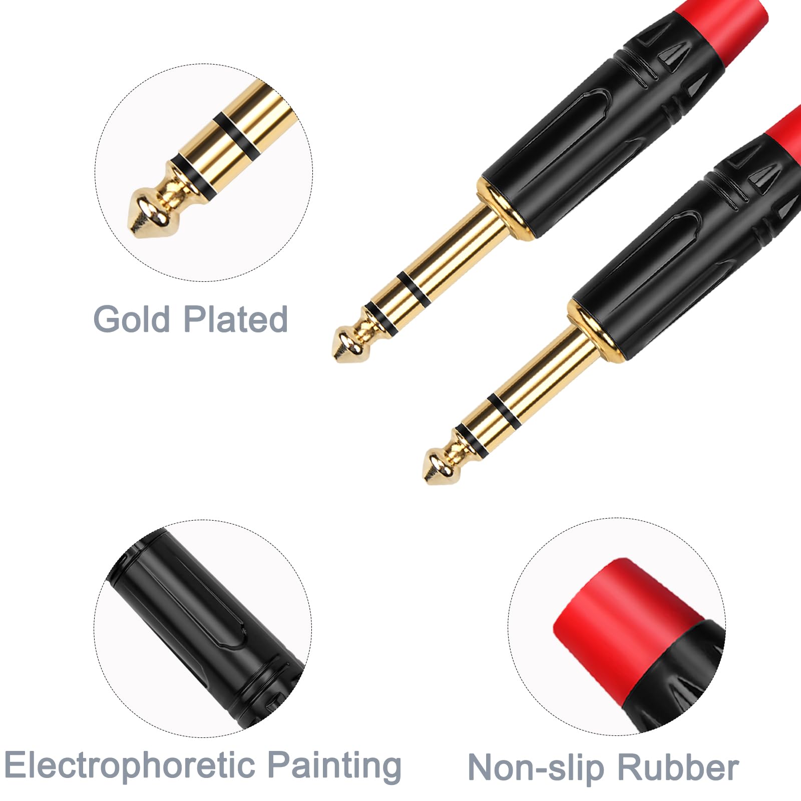 Snapklik.com : 1/4 Inch TRS Plug 4-Pack GOSYSONG Quarter Inch Stereo ...